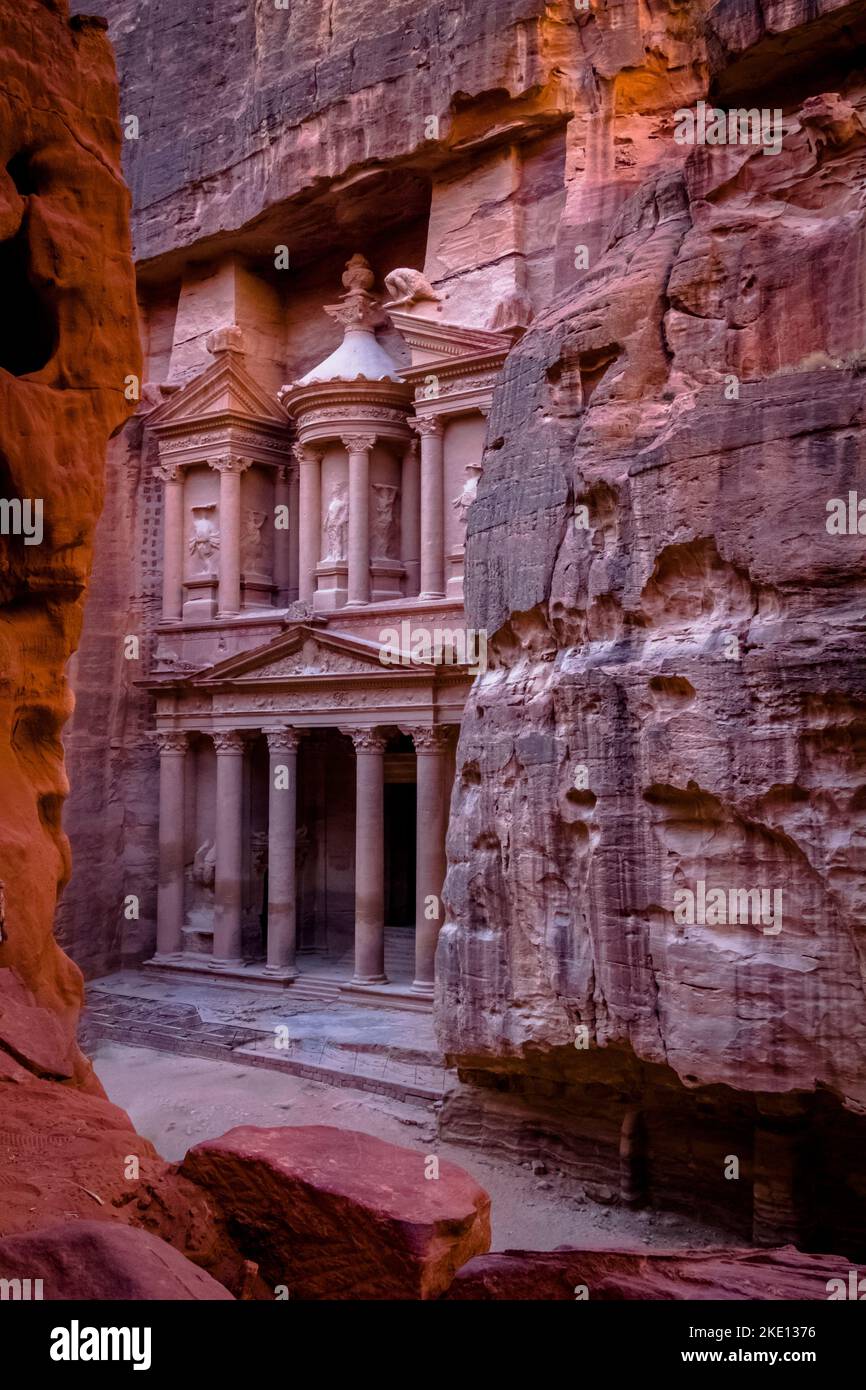 The mesmerizing landscape of the historic Petra Monastery in Jordan, in ...