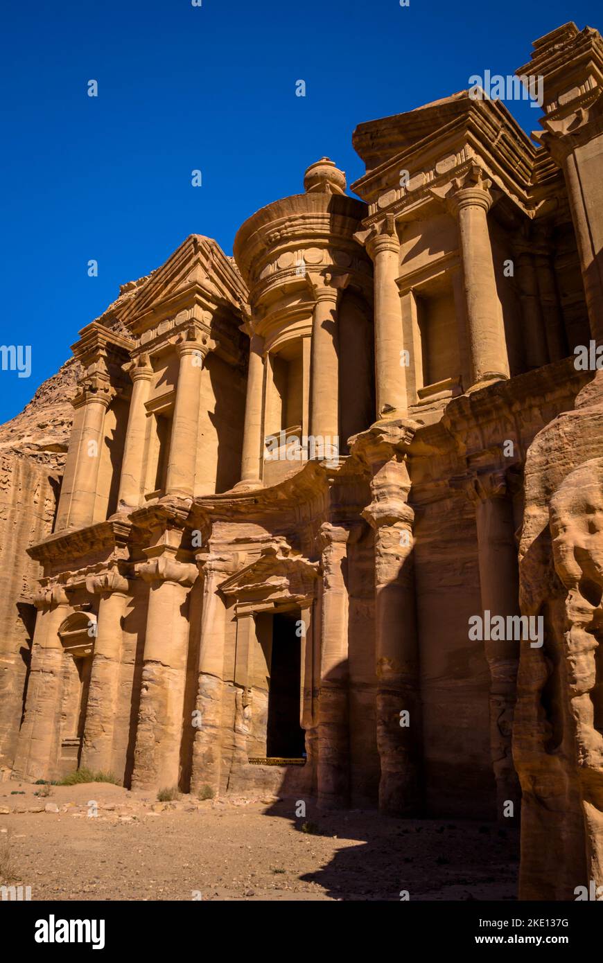 The mesmerizing landscape of the historic Petra Monastery in Jordan, in ...