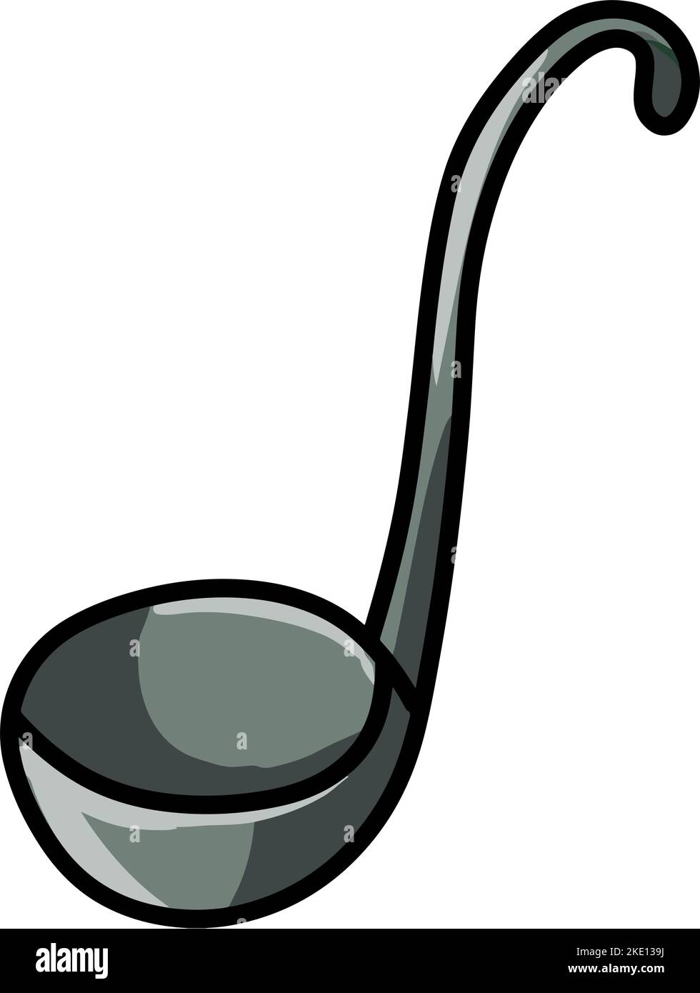 A cartoon-style ladle isolated on a vertical white background Stock ...