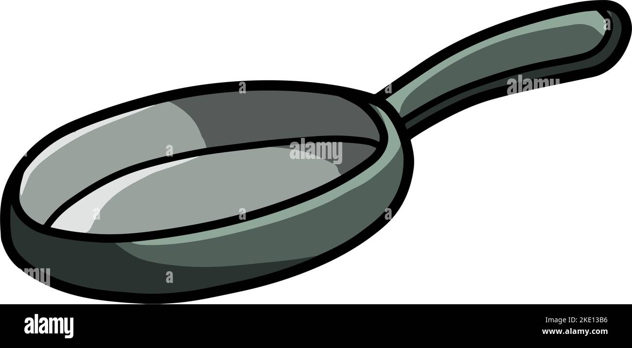 A cartoon-style frying pan isolated on a white background Stock Vector ...