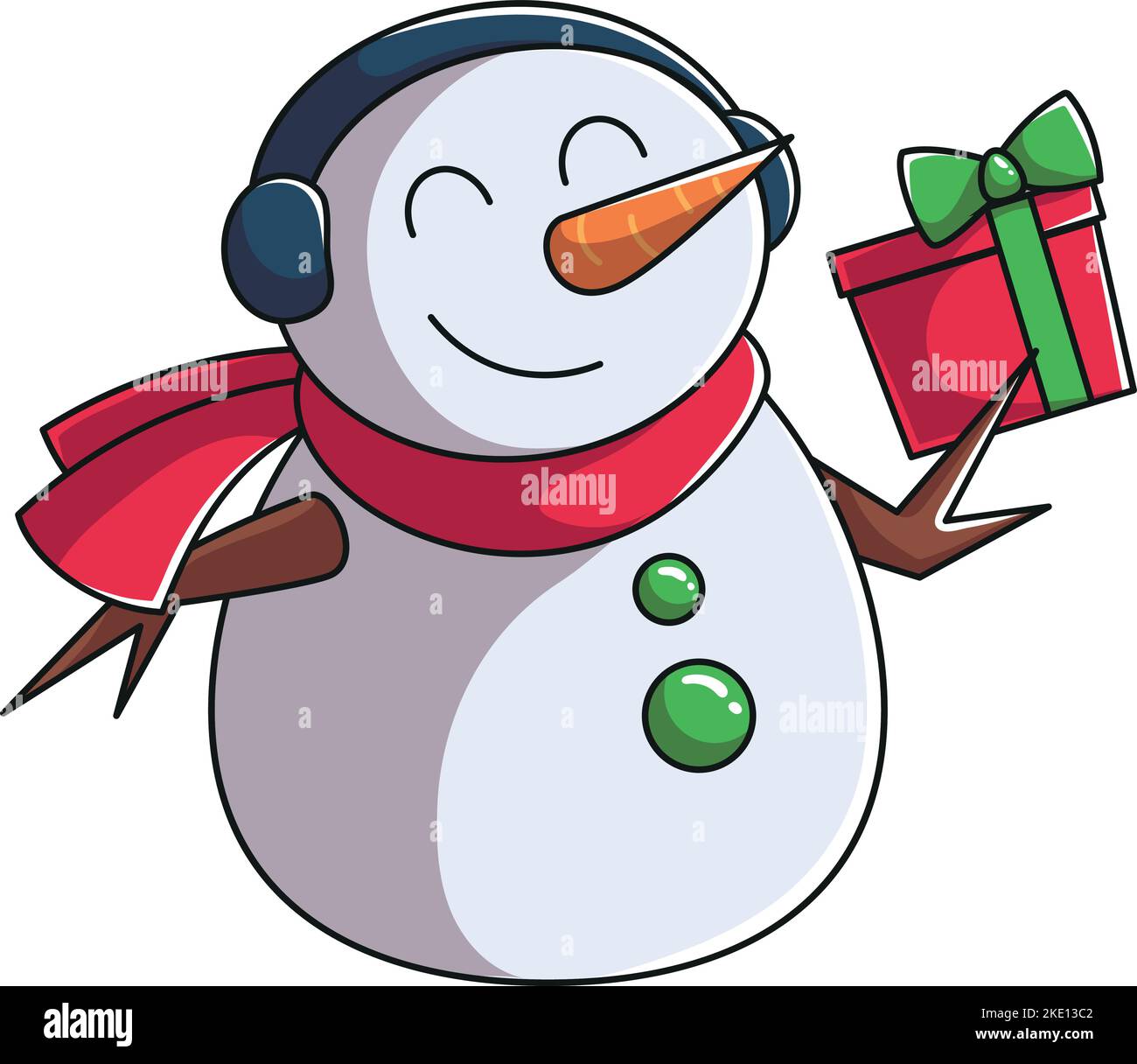 A cute cartoon-style snowman isolated on a vertical white background ...