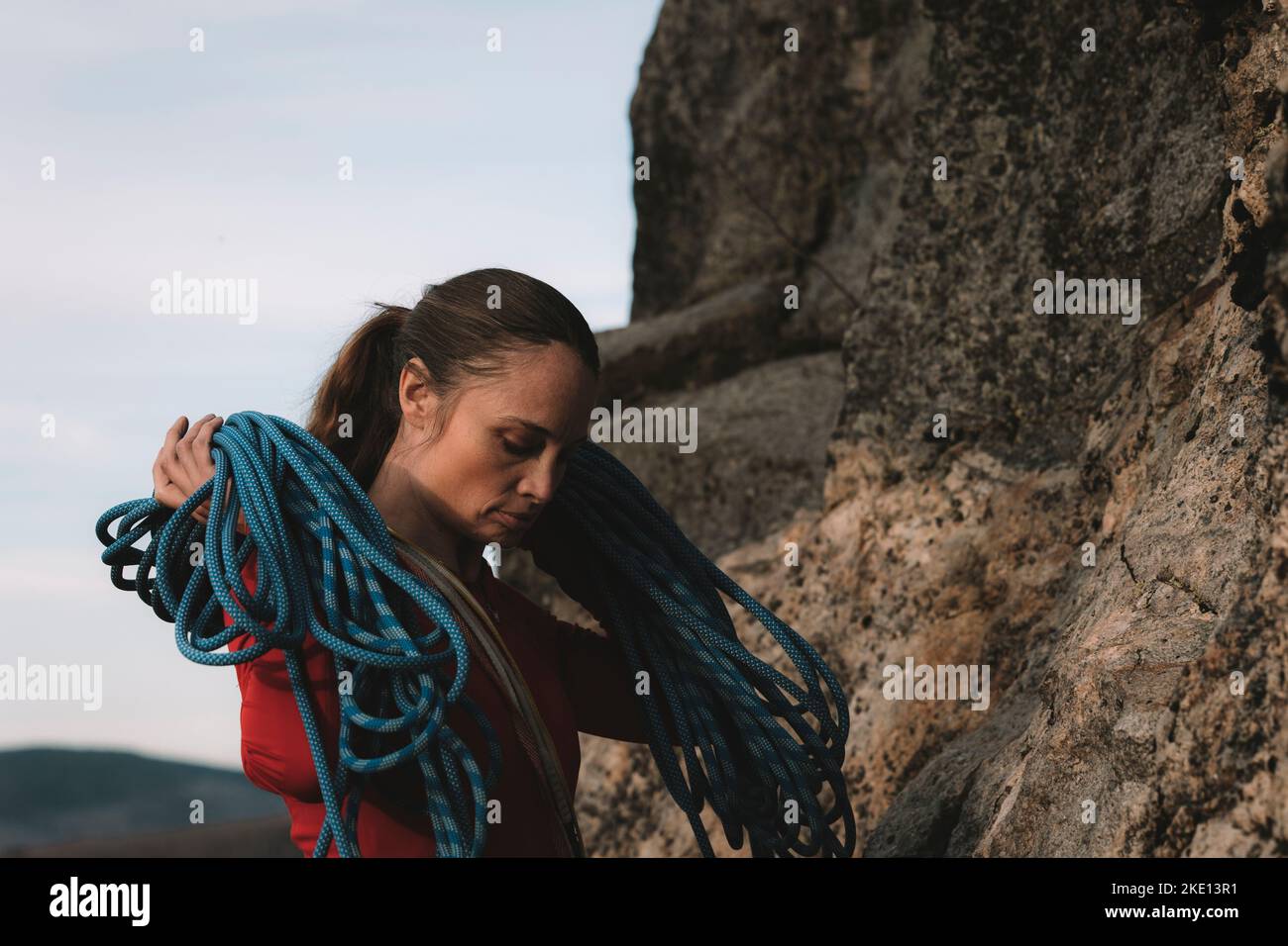Old woman climbing rope hi-res stock photography and images - Alamy