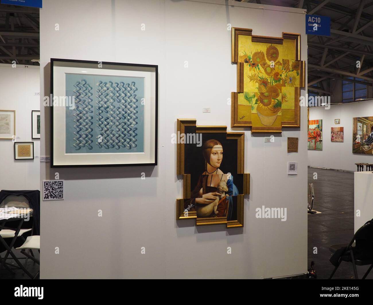 The cut-apart frames with Leonardo and Van Gogh artworks by the artist ...