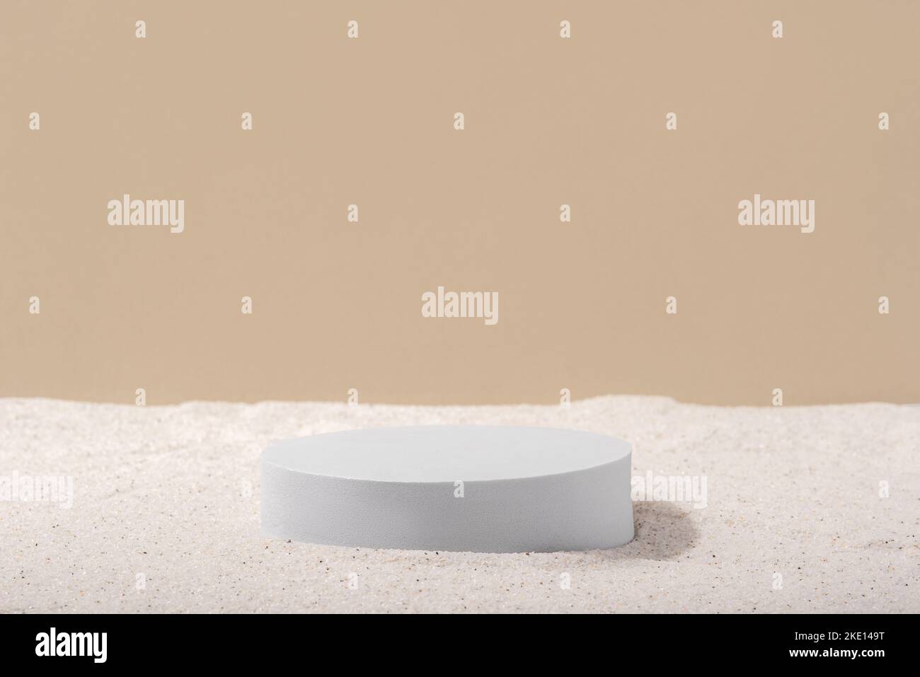 Background for cosmetic products of natural beige color Stock Photo - Alamy