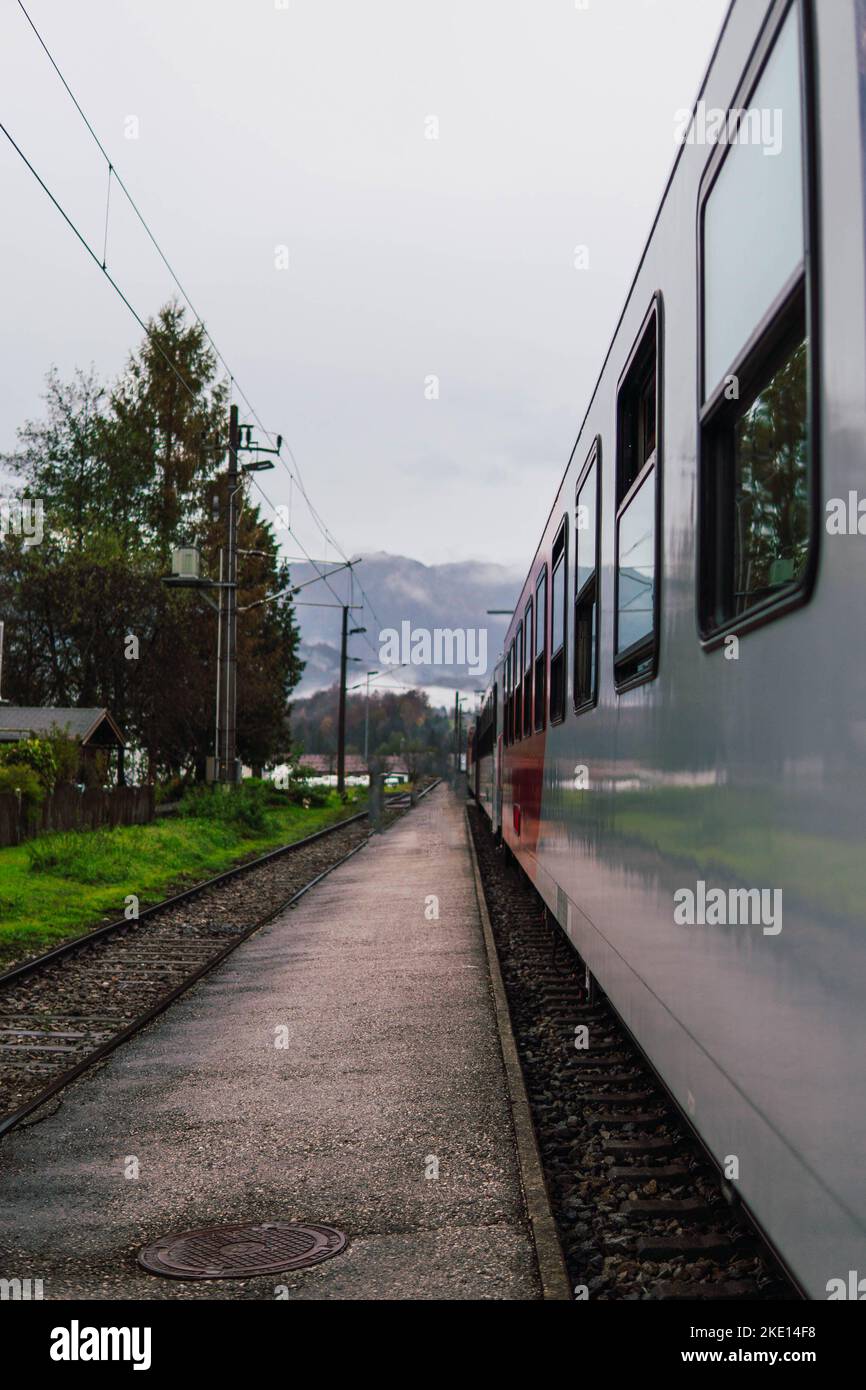 view from the train window to the landscapes of austria Stock Photo - Alamy