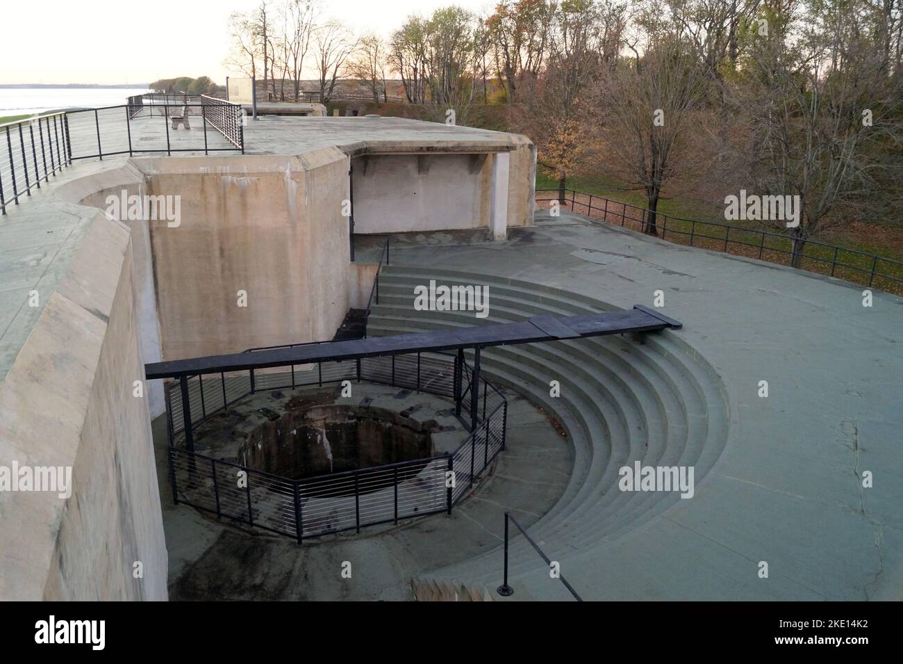 Coastal artillery disappearing gun emplacement of the Battery Arnold at ...