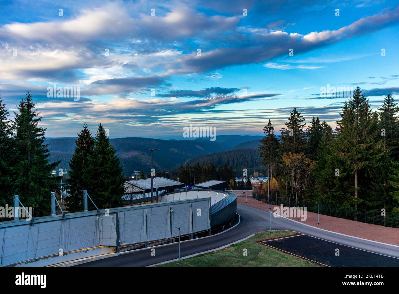 Short autumn hike through the winter sports resort of Oberhof am ...