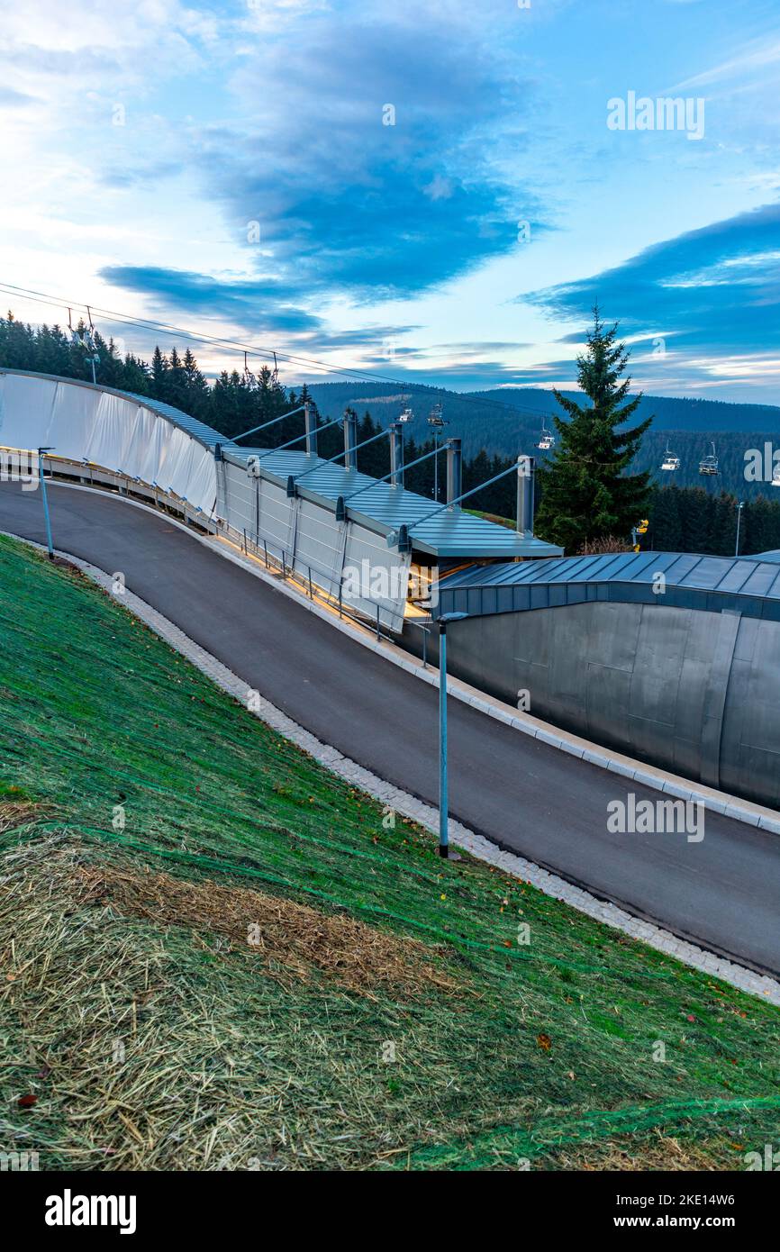 Short autumn hike through the winter sports resort of Oberhof am ...