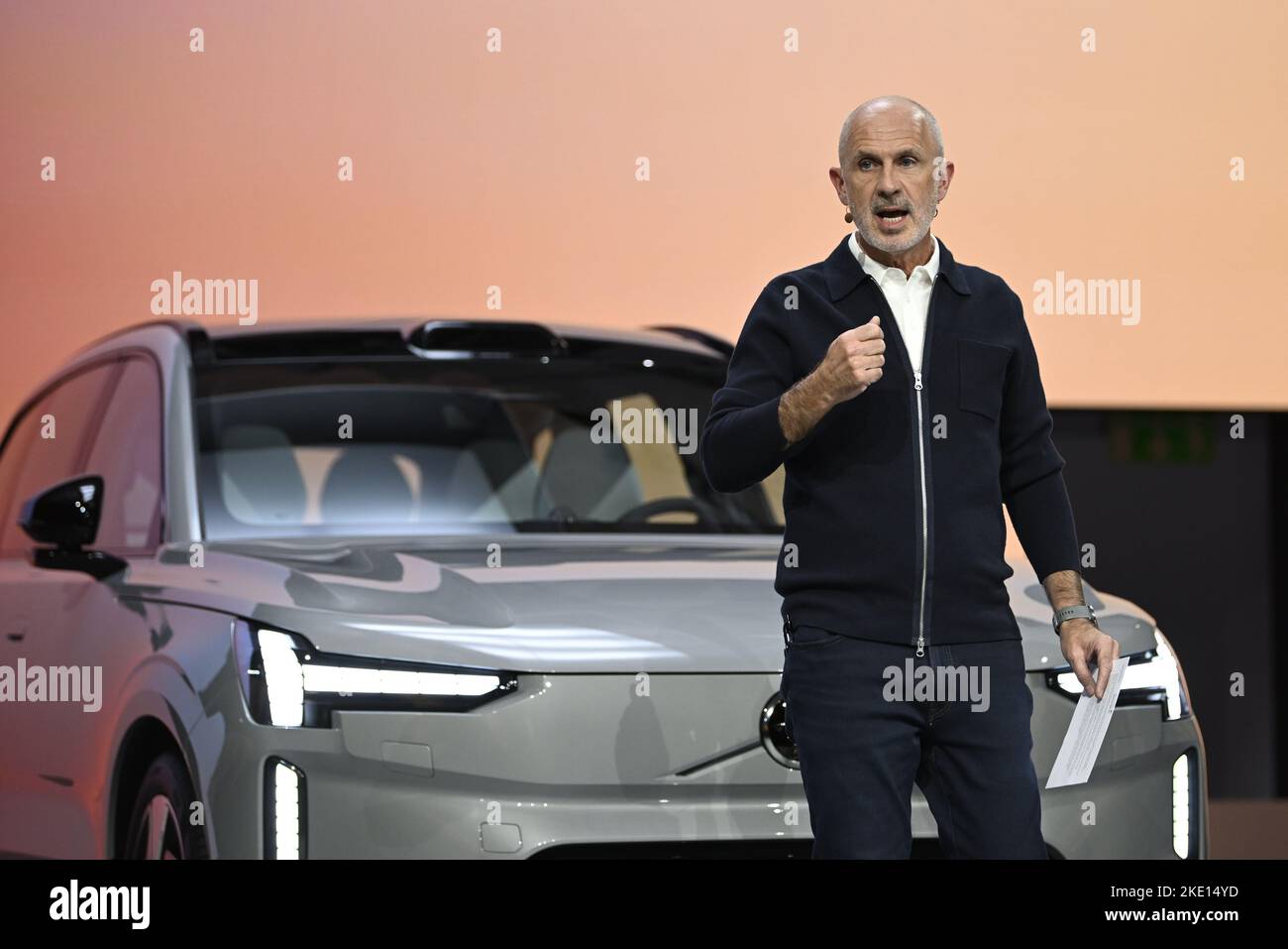 Volvo Cars CEO Jim Rowan presents the new Volvo EX90, the company's new ...