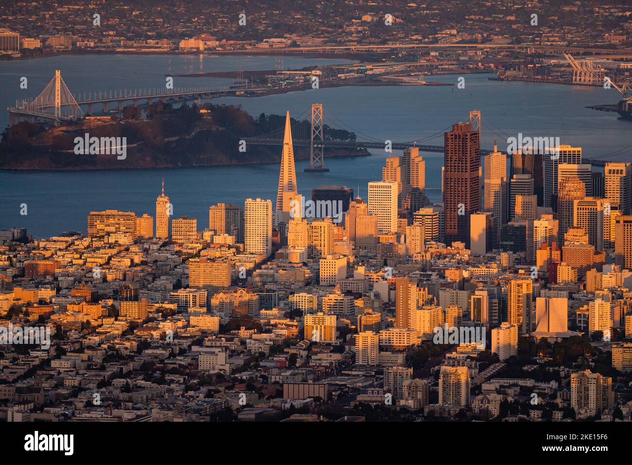 Downtown San Francisco Skyline at Sunset Aerial Stock Photo - Alamy