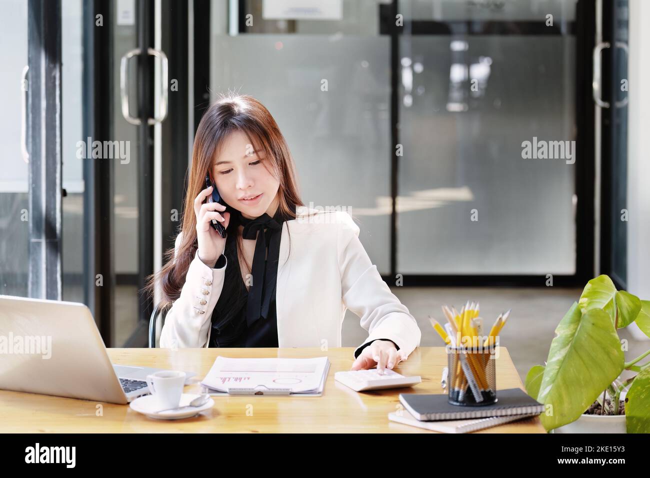 financial, Planning, Marketing and Accounting, Asian woman Economist ...