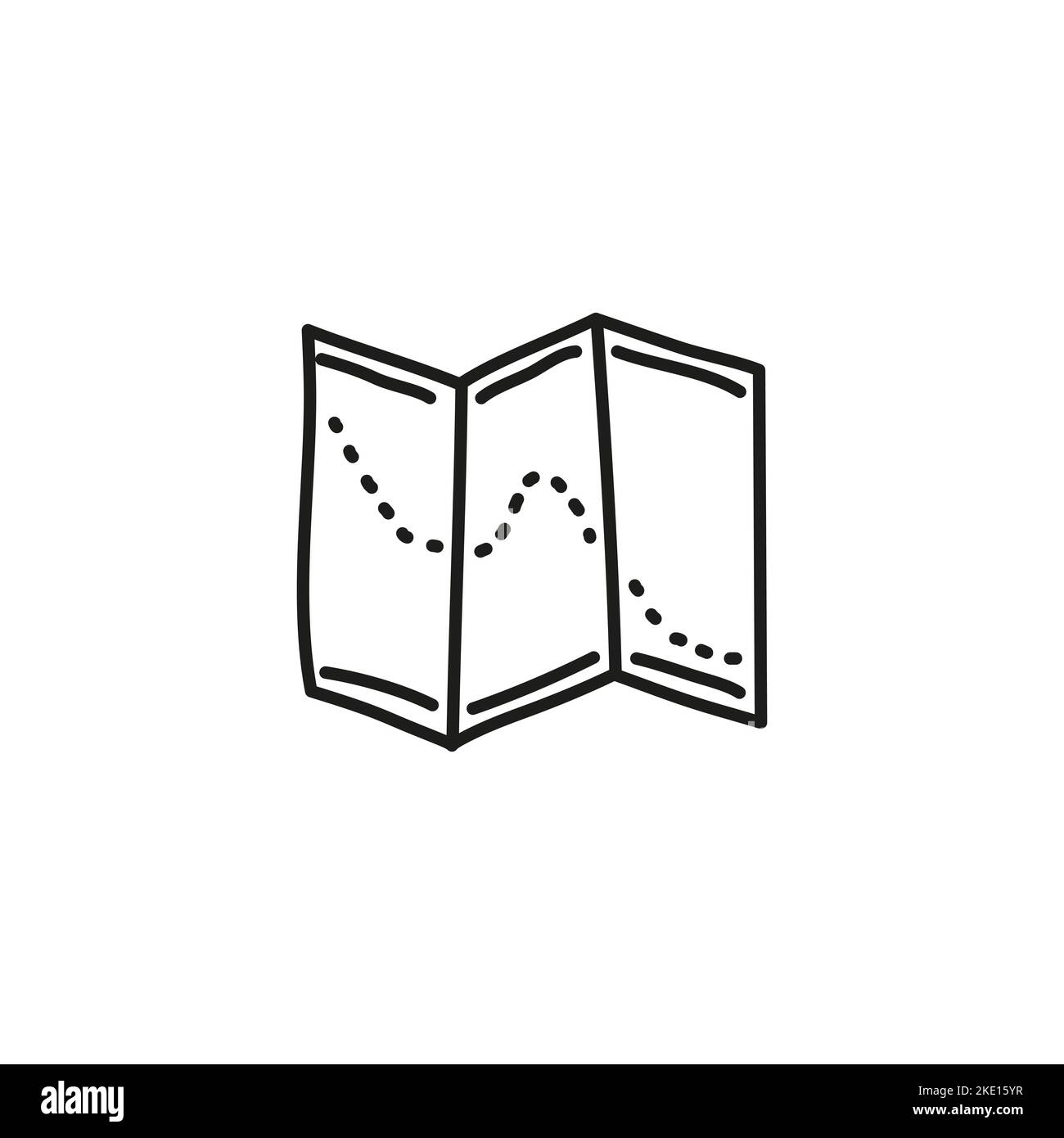 Doodle outline map brochure with trip isolated on white background ...