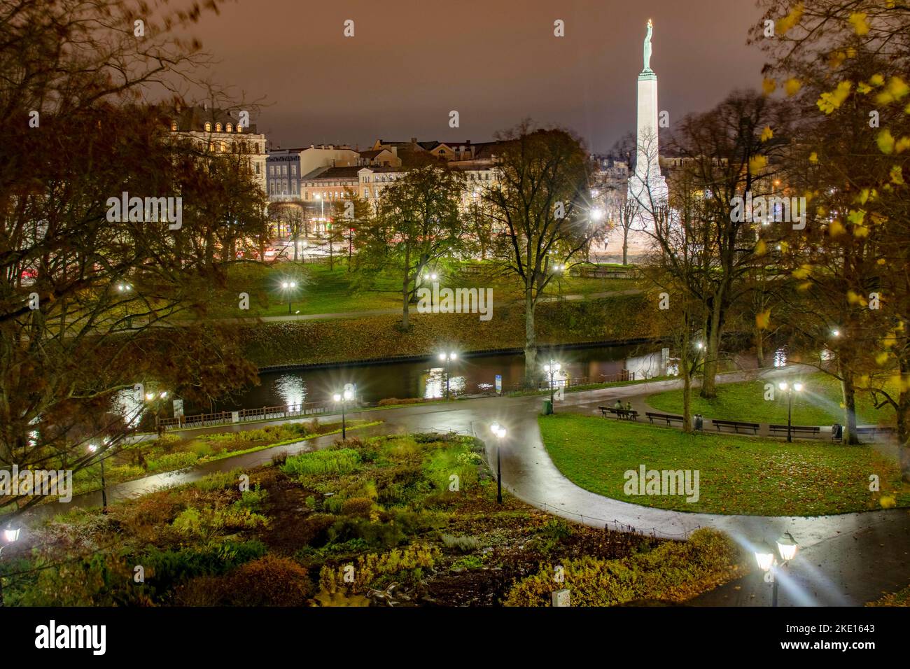 Bastejkalnas park at night, Riga, Latvia Stock Photo - Alamy