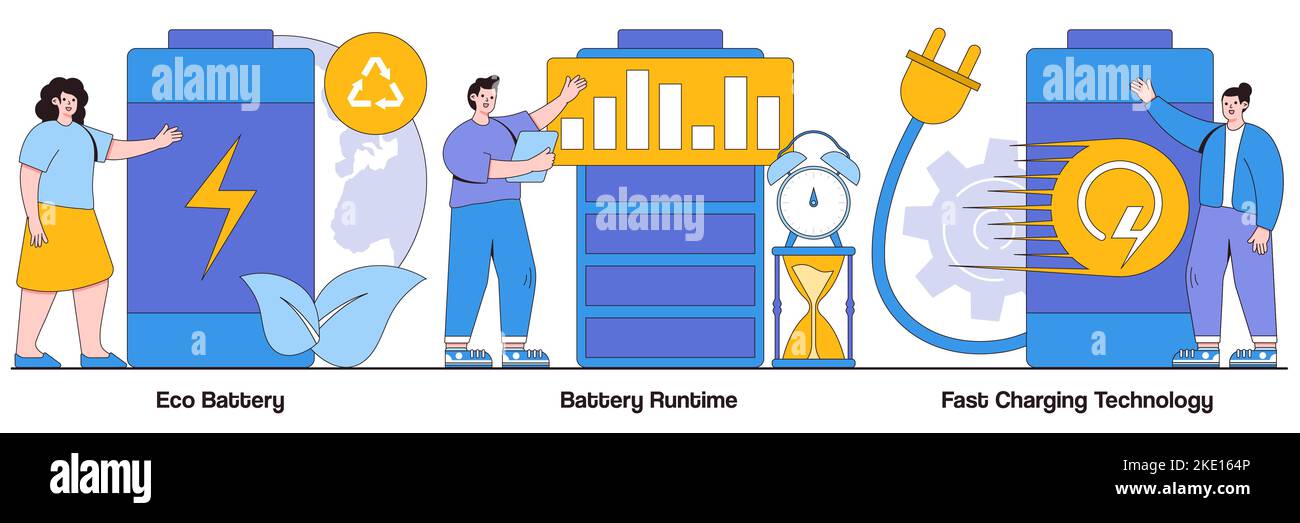 Eco battery, battery endurance, and fast charging technology concepts ...