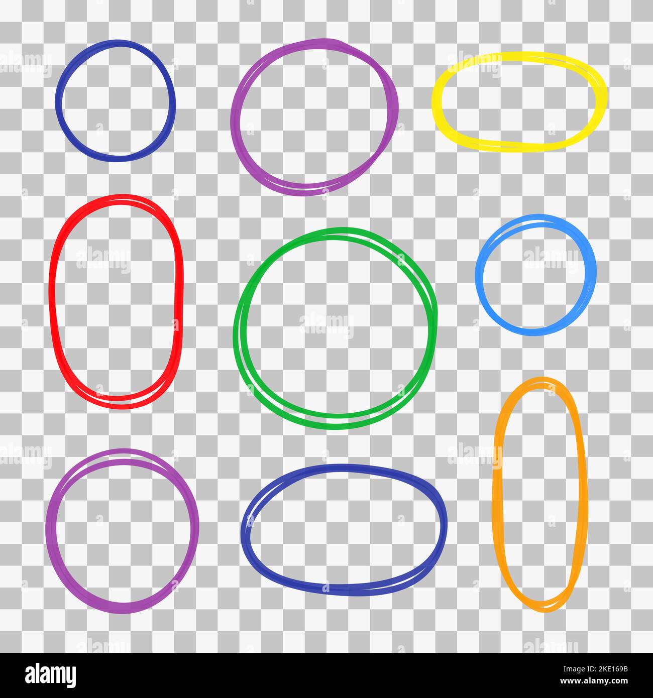 Set of hand drawn colorful sketched round frames isolated on ...