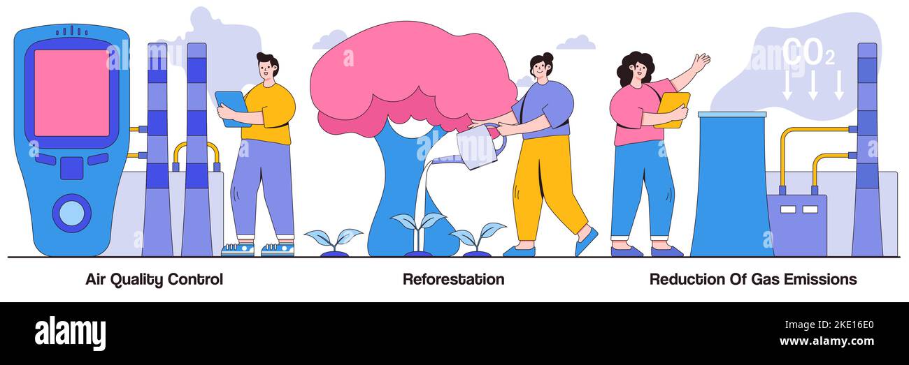 Air quality control, reforestation, reduction of gas emissions concepts ...