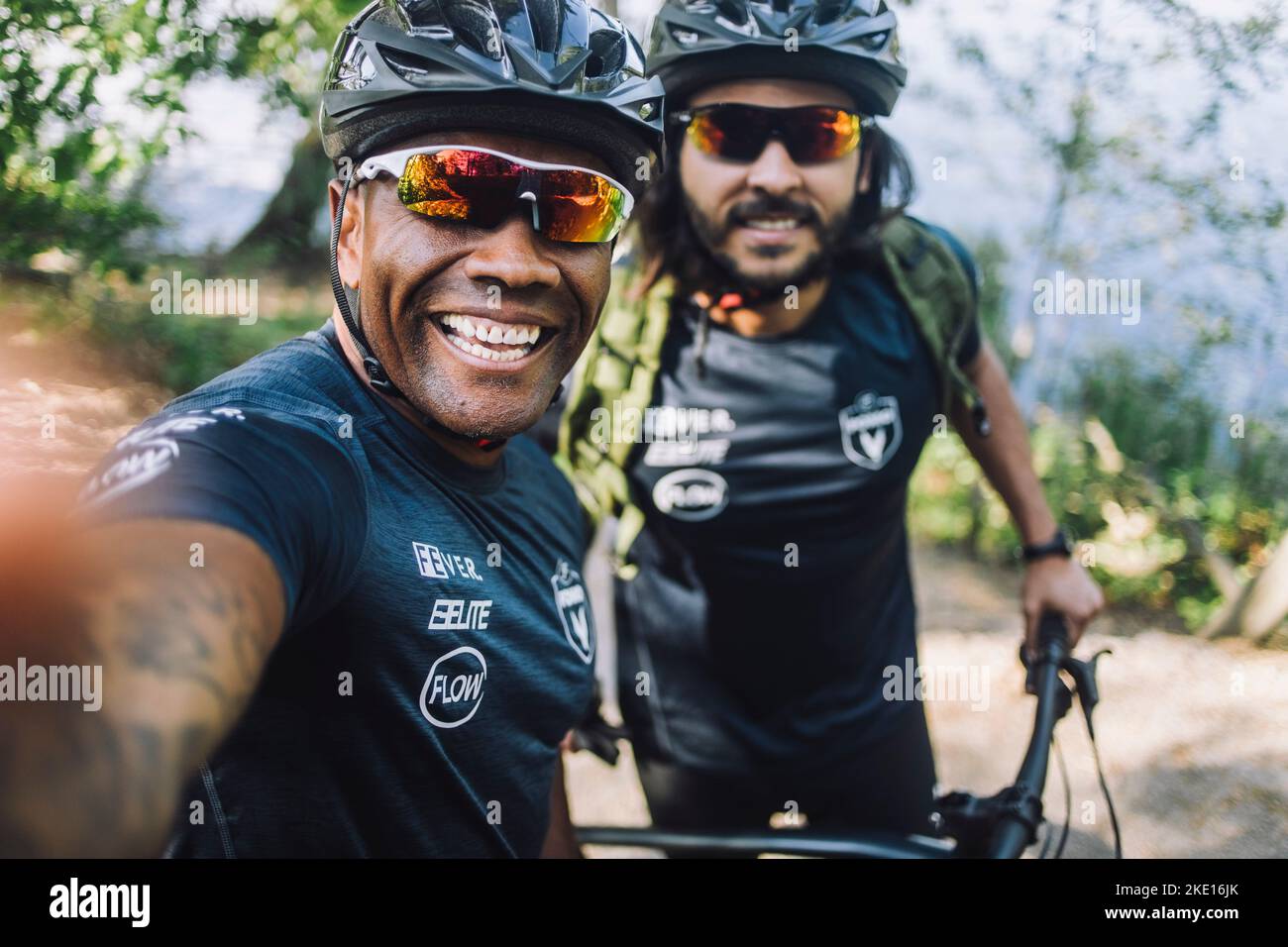 Happy cyclist taking selfie hi-res stock photography and images - Alamy