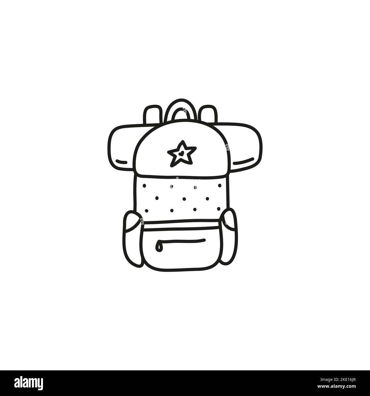 Doodle outline camping or hiking backpack isolated on white background ...