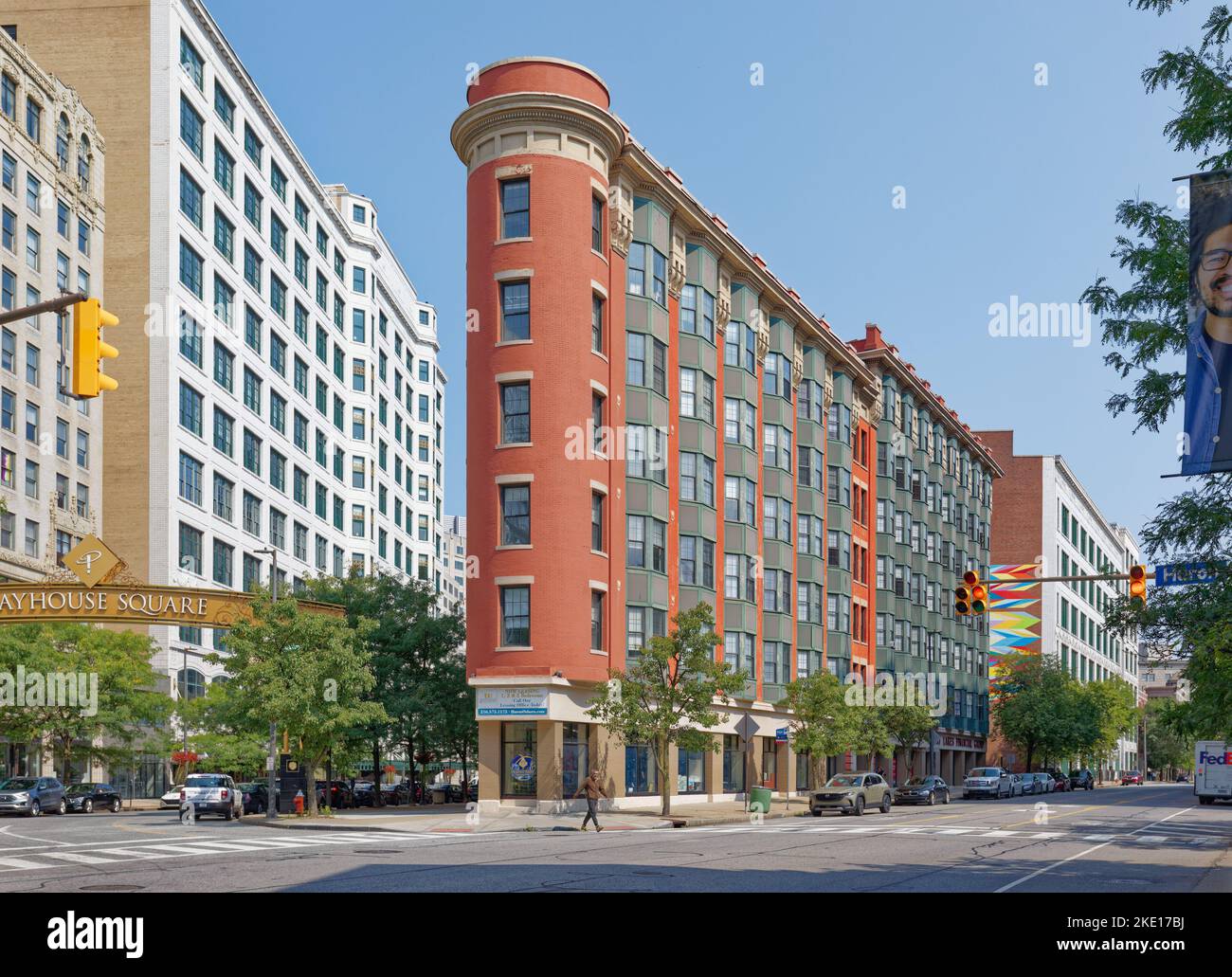 Huron Square (white building at far left) and red brick Osborne ...