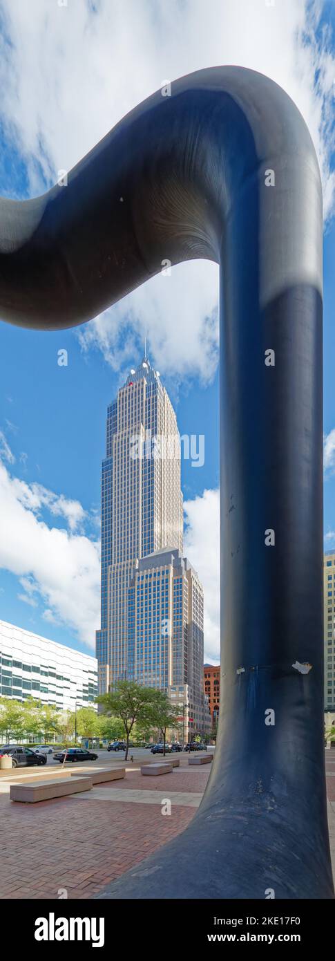 Isamu Noguchi sculpture, "Portal" at the Justice Center Complex, frames ...