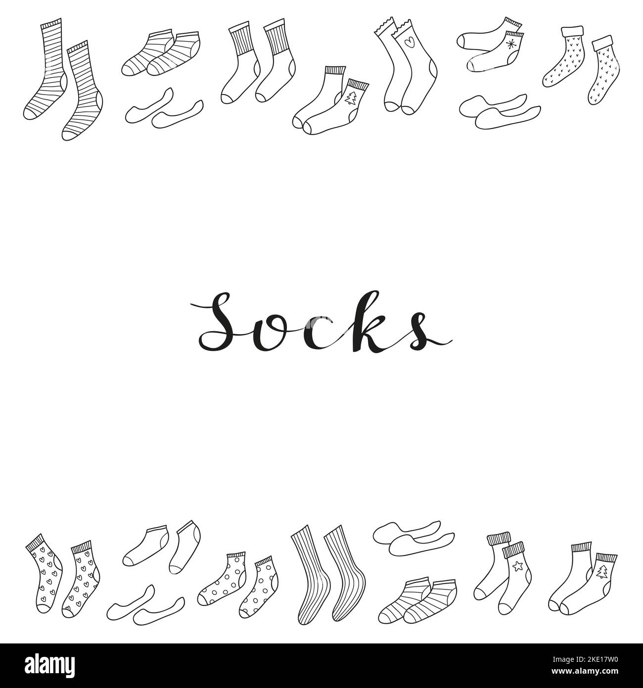 Poster with outline doodle socks and space for text Stock Vector Image ...