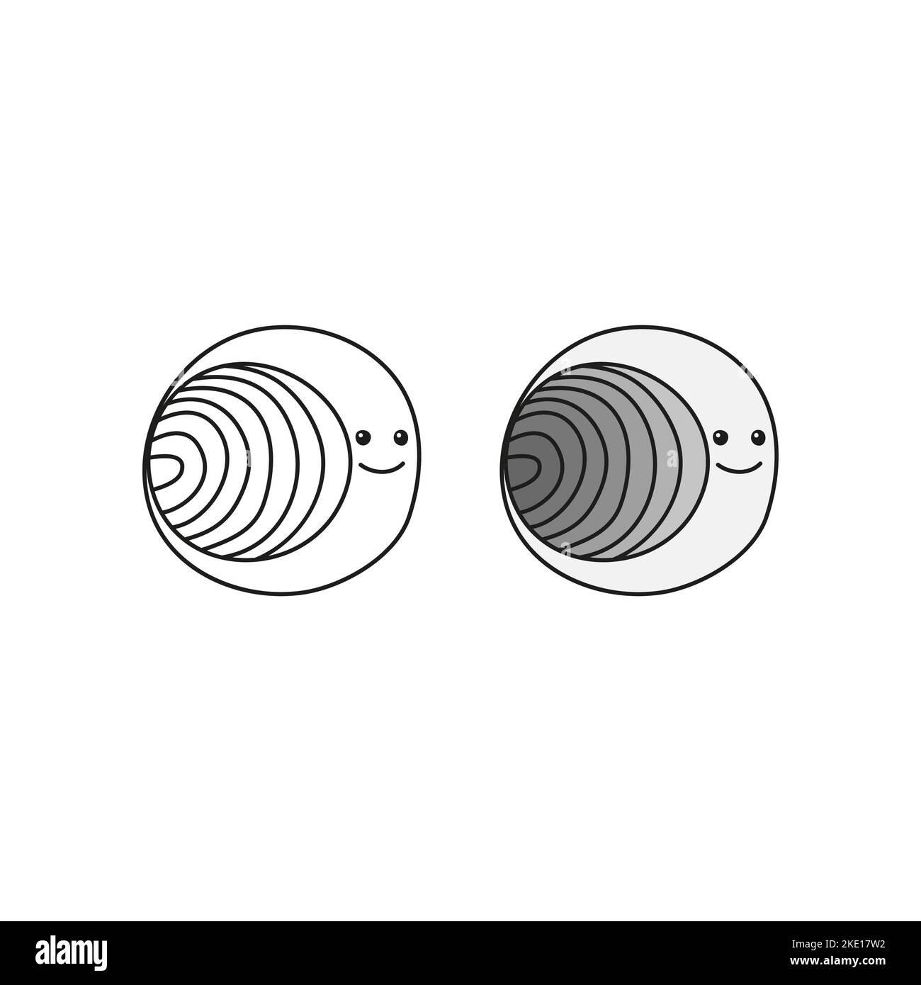 Doodle outline and colored moon happy character isolated on white ...