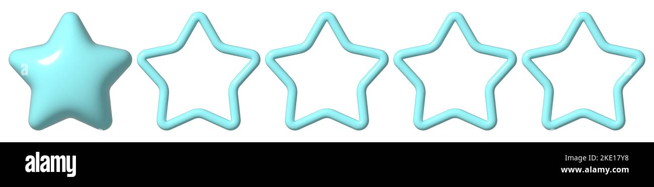 3D review stars icon. 3D element rating for social media and mobile ...