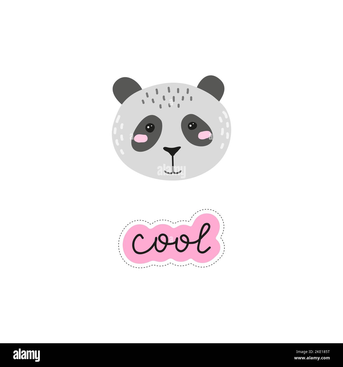 Cute hand drawn illustration with panda face and lettering isolated on ...