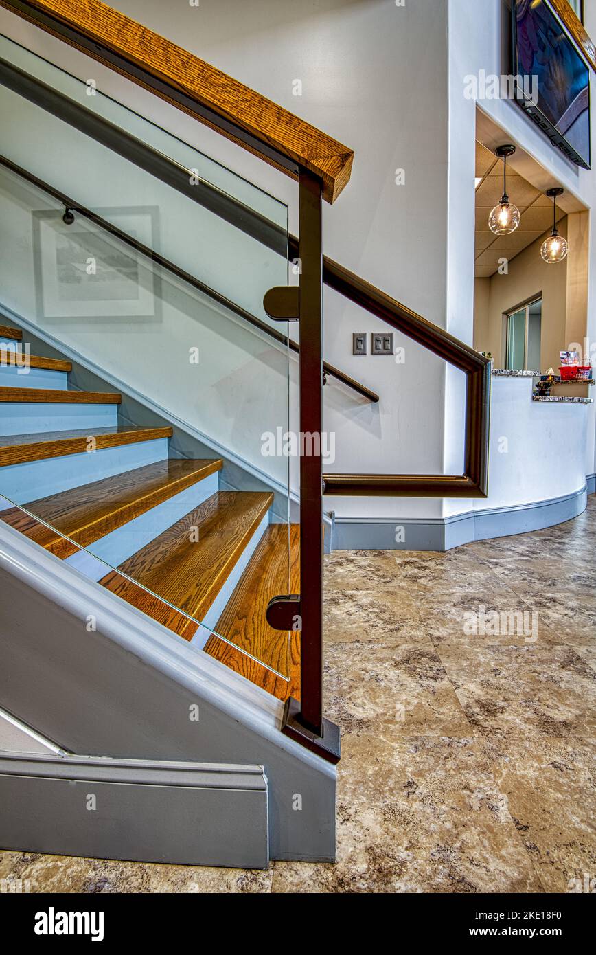 Architectural installation of customized railings, bannisters Stock ...