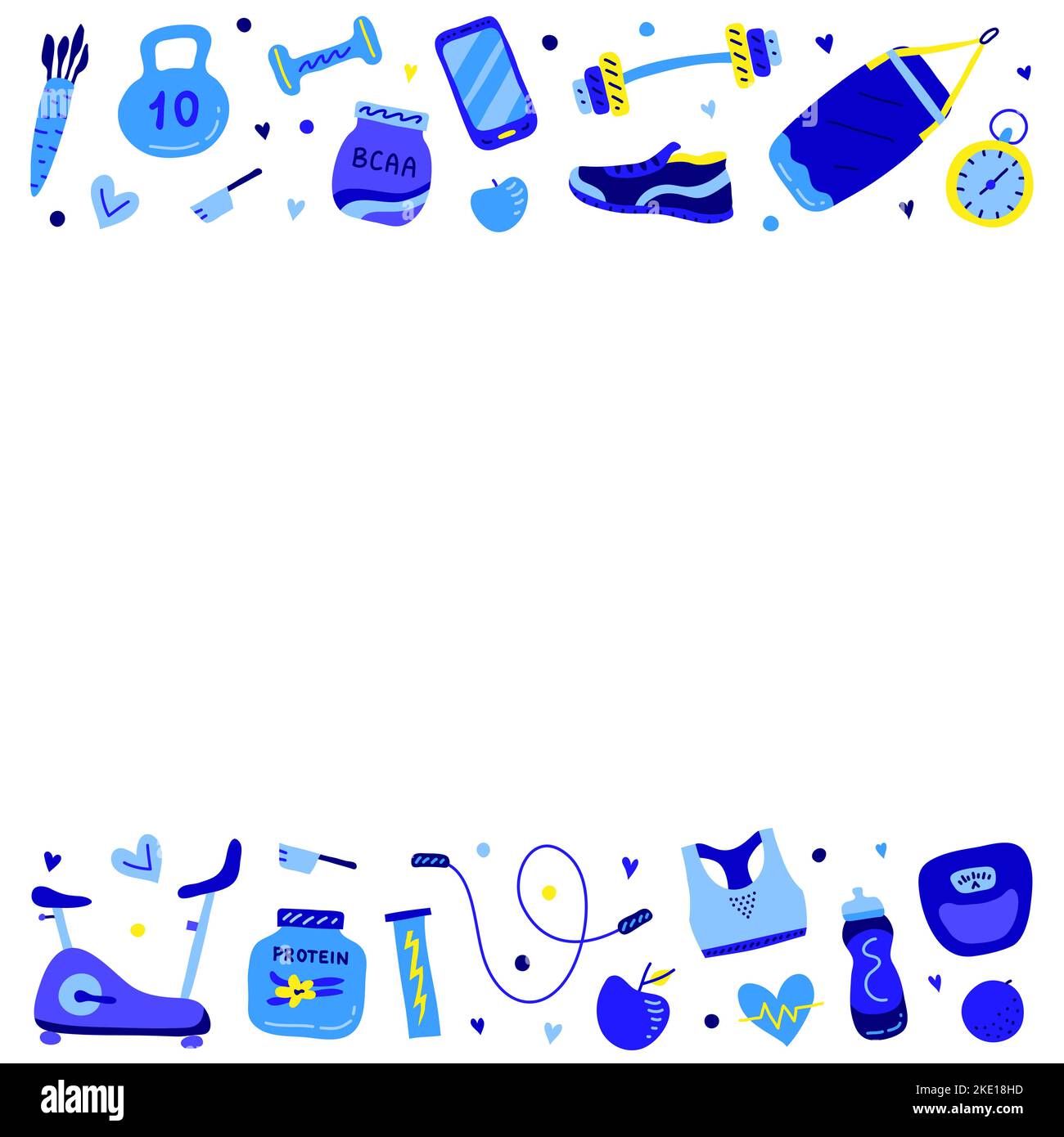 Poster with colored gym and fitness icons on white background Stock ...