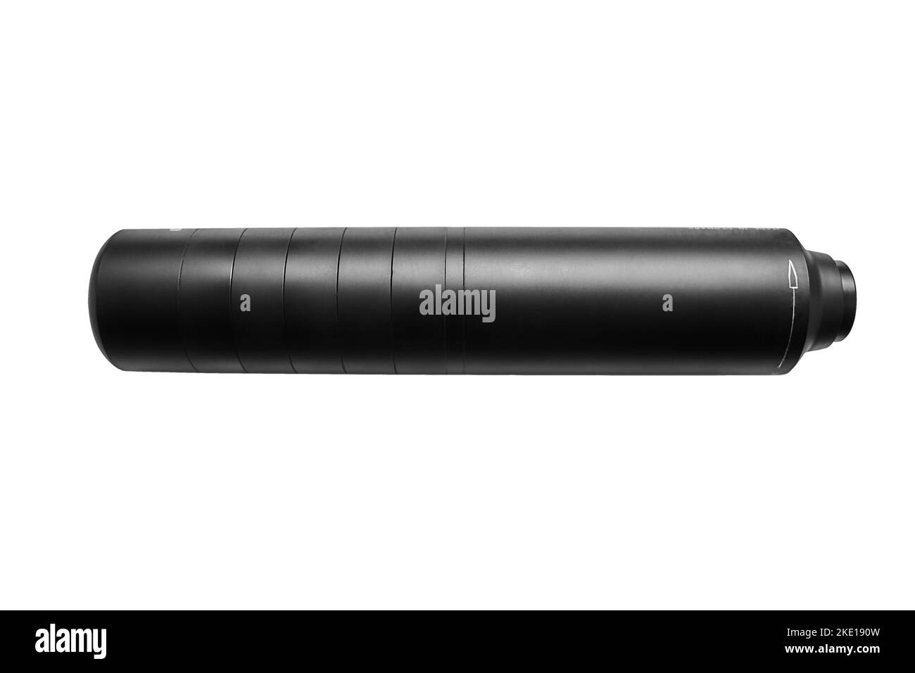 Black silencer for weapons. Suppressor that is at the end of an assault ...