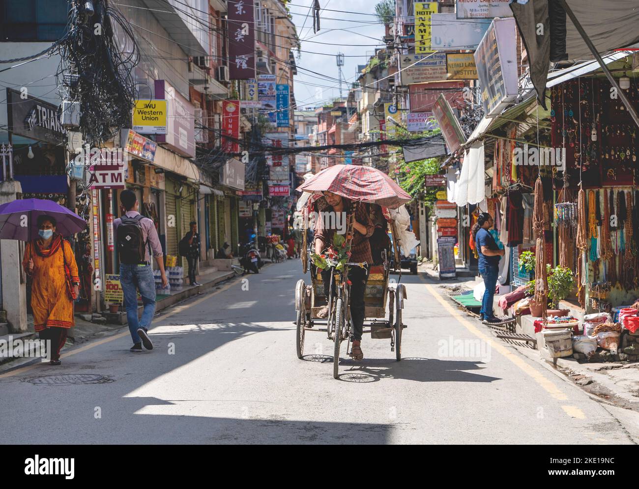 Kathmandu, Nepal - August 11, 2022: People on the street of Thamel ...