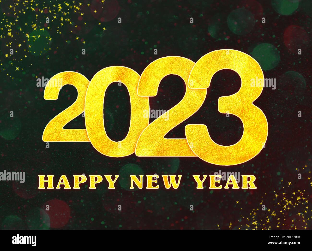 Happy new year 2023 black, red, green and golden poster. 3d ...