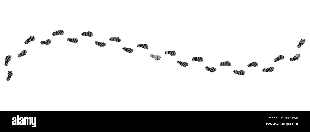 Footprints trail. Human footstep silhouette walking hiking trekking ...