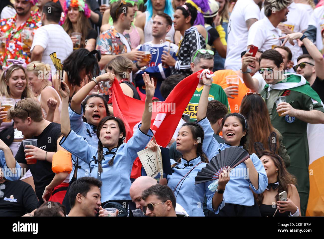 ***FOR NON-COMMERCIAL USE ONLY*** Hong Kong team supporters cheer on ...