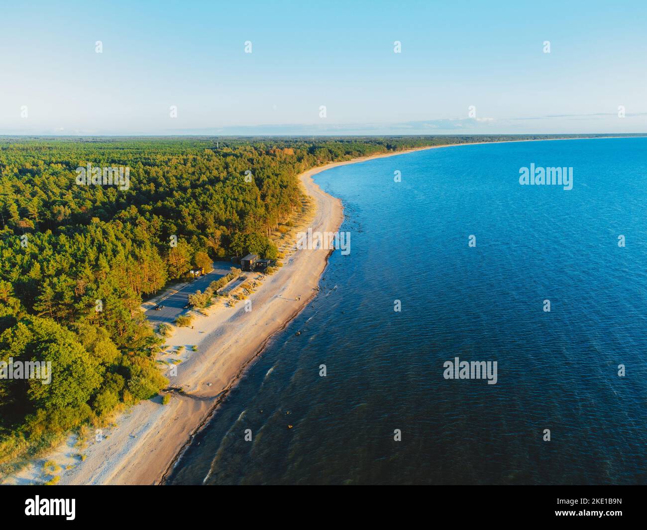 An aerial view of the beautiful shoreline of the Baltic sea in ...