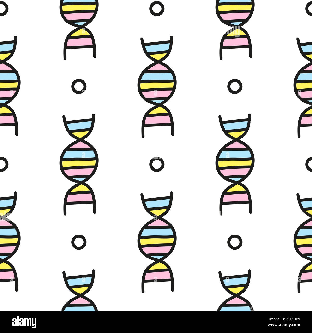 Simple seamless pattern with doodle colored dna molecules or Spiral ...