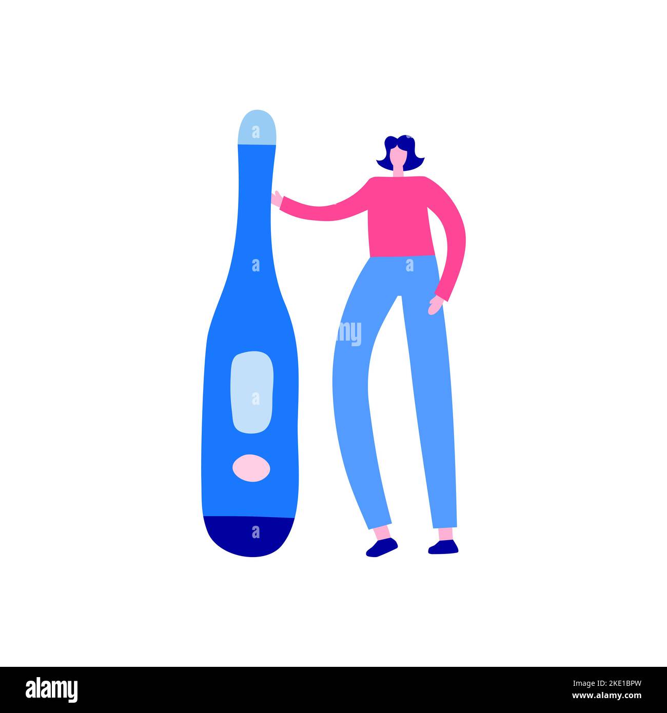 Woman character holding a big thermometer. Flat illustration isolated ...