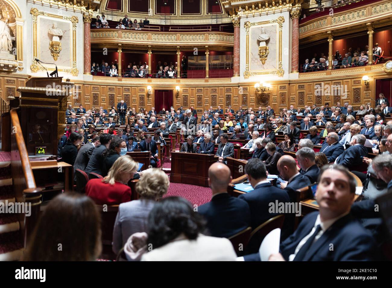 Paris, France, November 9, 2022. View of the Senate during a session of ...