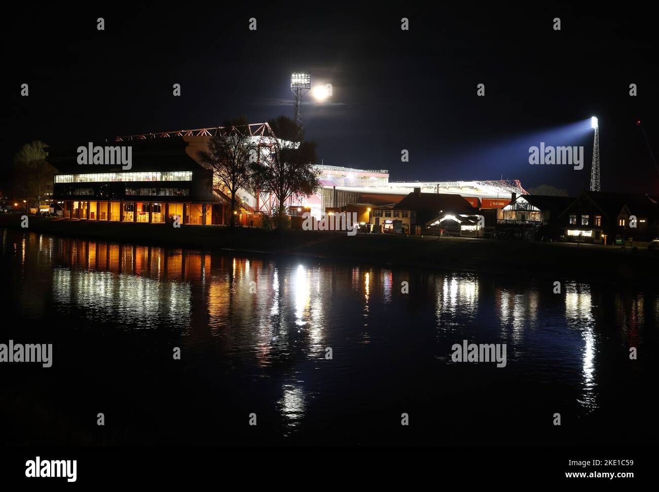 Nottingham, England, 9th November 2022. The stadium is reflected in the ...