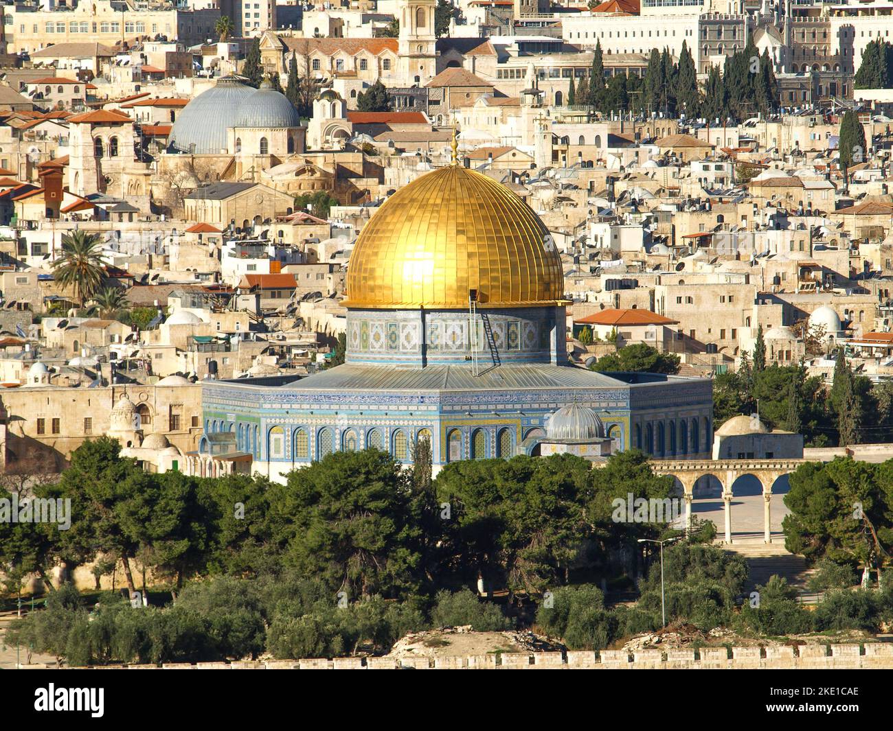 Dome of the Rock in Jerusalem, Israel. View from the Mount of Olives ...