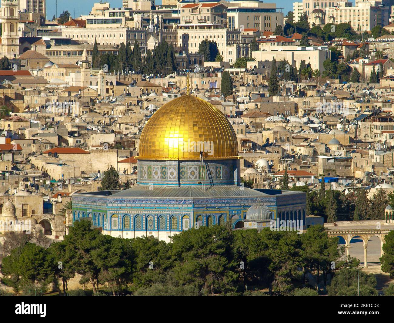 Dome of the Rock in Jerusalem, Israel. View from the Mount of Olives ...