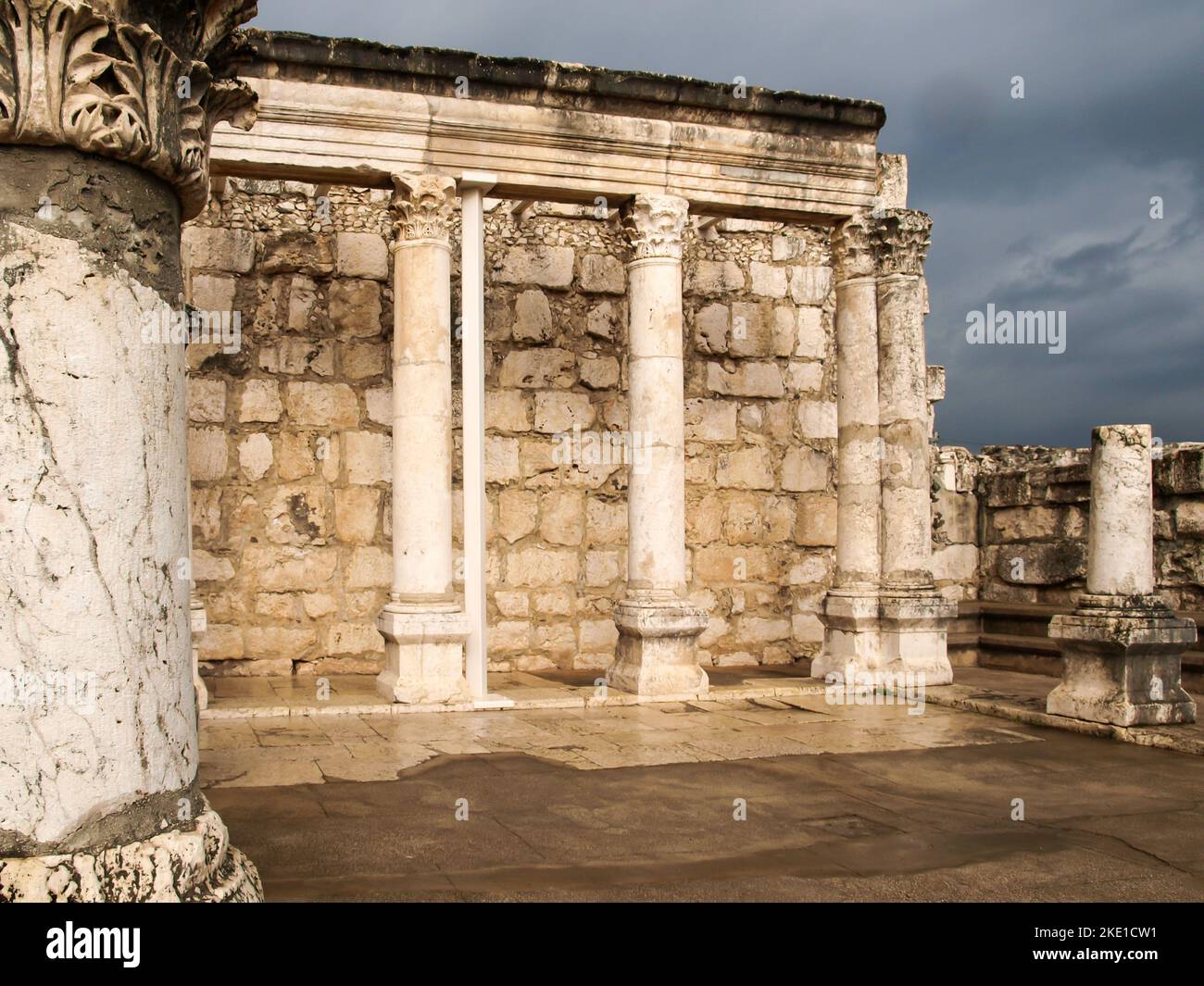 Ruins of a roman period synagogue in Capharnaum, the town of Jesus in ...
