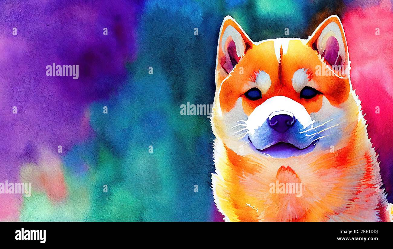 A watercolour painting of the Shiba Inu dog Stock Photo - Alamy