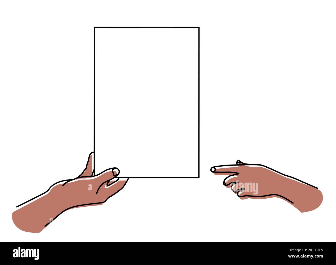 Hand holding a document and giving it. Man gives a document to a woman ...