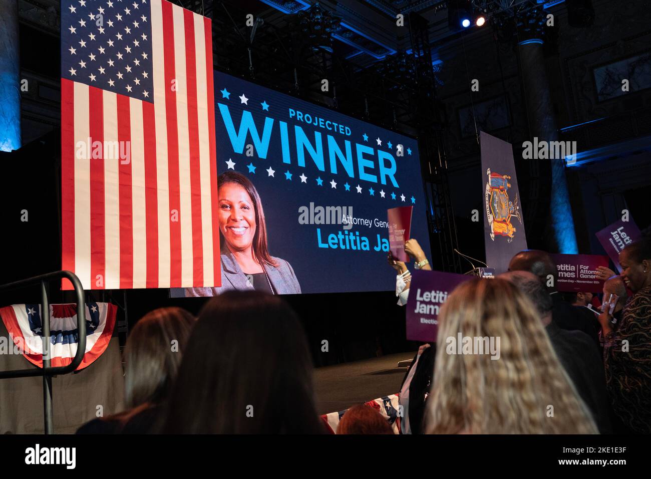 New York, New York, USA. 8th Nov, 2022. Projection on display of ...
