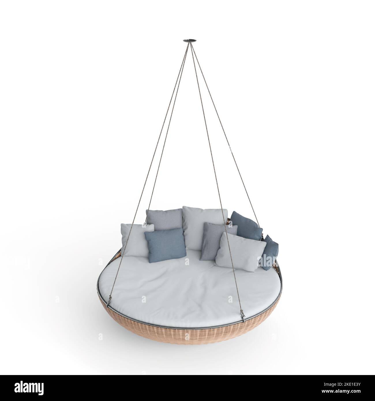 A 3d rendering of a round hanging bed isolated on white background ...