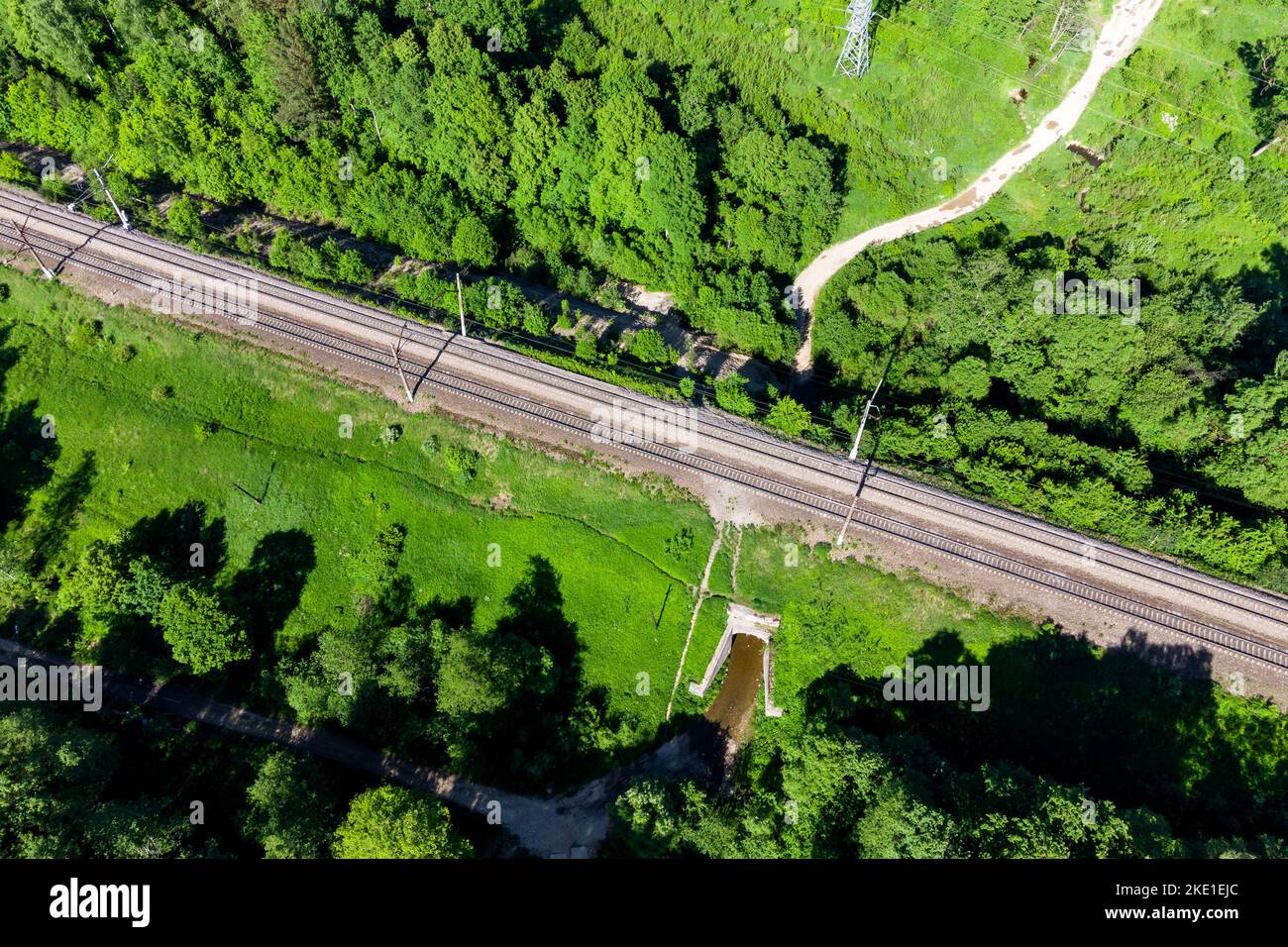Aerial view of railway embankment with tunnel landscape Stock Photo - Alamy