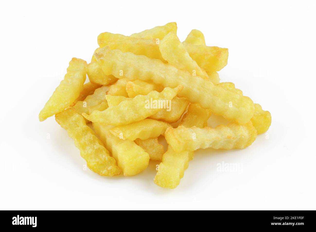 Wawy french fries. Crinkle cut potatoes pile isolated on white ...