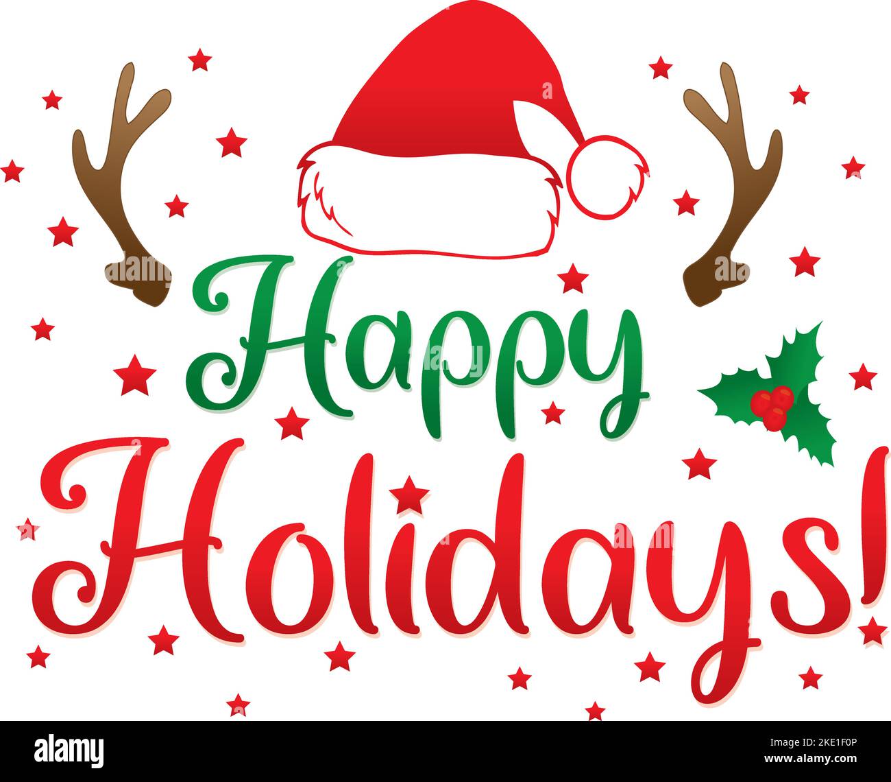Happy Holidays graphic with reindeer antlers Stock Vector Image & Art ...